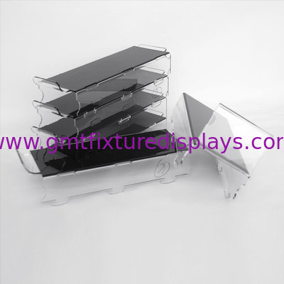 Slanted Acrylic Makeup Rack for Cosmetics Compartment Plexiglass Lipstick Display Stand supplier