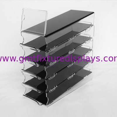 Slanted Acrylic Makeup Rack for Cosmetics Compartment Plexiglass Lipstick Display Stand supplier