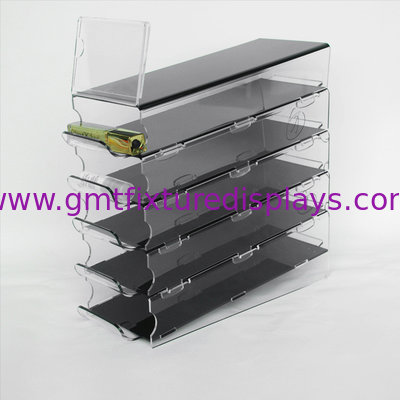 Slanted Acrylic Makeup Rack for Cosmetics Compartment Plexiglass Lipstick Display Stand supplier