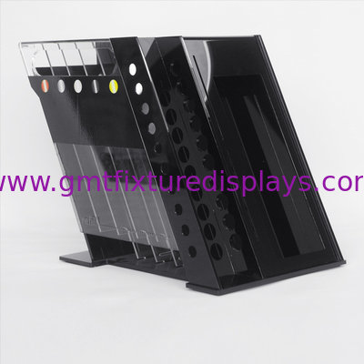 Slanted Acrylic Makeup Rack for Cosmetics Compartment Plexiglass Lipstick Display Stand supplier
