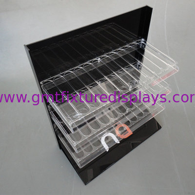 3 Tiers Acrylic Rack for Lipgloss Compartment Plexiglass Lipstick Display Stand supplier