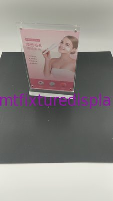 Fashion Vertical A6 Size Clear Acrylic Stand Up Sign Holder Portrait Removable Solid Base supplier