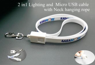 China 2in1 usb cable For IOS & Android  Lighting and Micro USB cable with Neck hanging rope EB-PA002 supplier