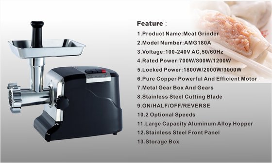 Powerful Electric Meat grinder with stainless steel gear and gear box meat grinder hopper supplier