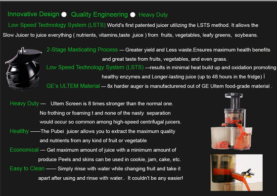 Fruit vegetable Multifunctional big mouth AC Induction slow juicer PU-006/PU-007/PU-008 supplier