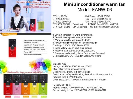 Novelty mini portable small gas room heaters of air conditioner shape GK-FANW-05 supplier