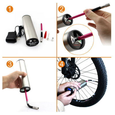Electric Mini stainless steel Portable Bicycle compact tyre inflator AP-108 supplier