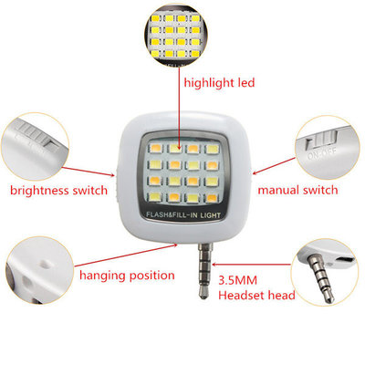 LED FLASH light for Camera Mini Selfie Sync for IOS Android with USB Cable GK-FL01 supplier