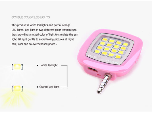 LED FLASH light for Camera Mini Selfie Sync for IOS Android with USB Cable GK-FL01 supplier