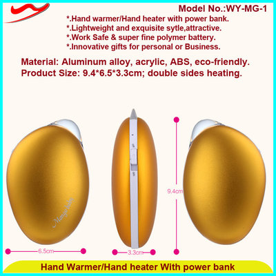 Innovative usb rechargeable mini electronic hand warmer With power bank WY-MG-01 supplier