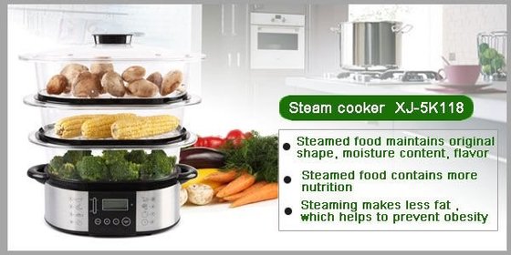 High Power Auto off 7 programmes External water 11L Digital Stainless Steel Steam Cooker XJ-92214/VS supplier