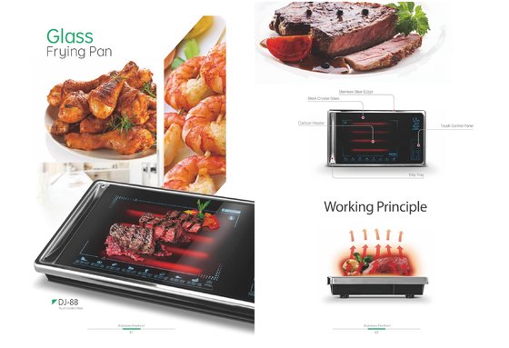 Glass Frying Pan Far infrared heatup Touch control panel Easy to clean GK-DJ-88 supplier