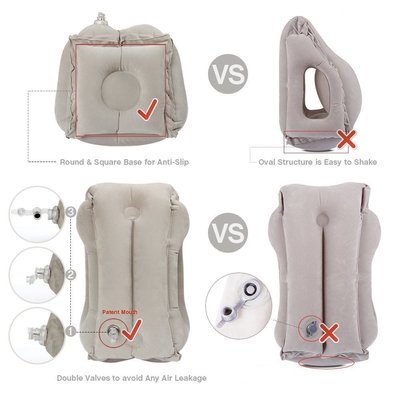 Woollip Air Pillow Travel Grey soft inflatable body Pillow for Travel Sleeping Portable Body head Support  GK-TP01 supplier