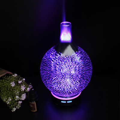 Popular 3D Glass Natural Essential Oil Diffuser Color Changing Super Decorative Glass Humidifier RY32D supplier