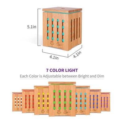Square Aromatherapy Diffuser Ultrasonic Natural Bamboo Essential Oil Diffuser With LED Lamp GK-AD-14B supplier