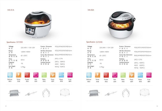 New generation Smart WIFI Multifunctional of Rotary fat and oil free AIR FRYER/Halogen oven GK-HA-01A supplier