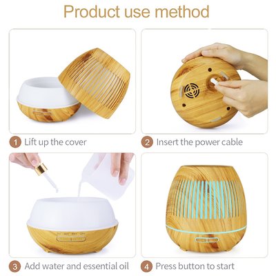 7 Color Changing LED Light Aromatherapy Essential Oil Diffuser 400ml air ultrasonic humidifier Light Wood color GK-W01 supplier