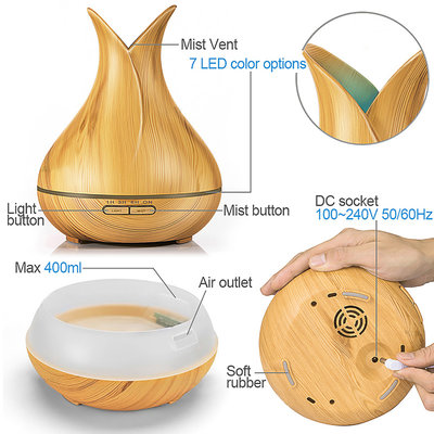 7 Color Changing LED Light Aromatherapy Essential Oil Diffuser air ultrasonic humidifier Light Wood color GK-YX-08-W supplier