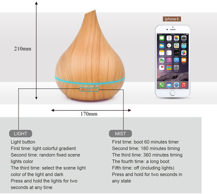 7 Color Changing LED Light Aromatherapy Essential Oil Diffuser air ultrasonic humidifier Light Wood color GK-YX-314 supplier