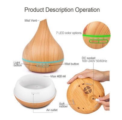 7 Color Changing LED Light Aromatherapy Essential Oil Diffuser air ultrasonic humidifier Light Wood color GK-YX-314 supplier