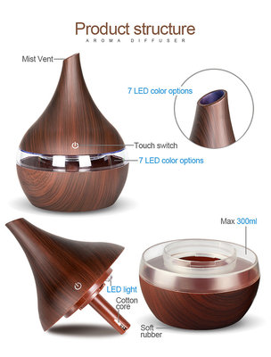 7 Color Changing LED Light Aromatherapy Essential Oil Diffuser air ultrasonic humidifier Light Wood color GK-YX-041 supplier