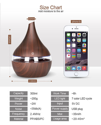 7 Color Changing LED Light Aromatherapy Essential Oil Diffuser air ultrasonic humidifier Light Wood color GK-YX-041 supplier