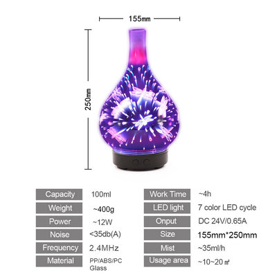 7 Color Changing LED Light Aromatherapy Essential Oil Diffuser air ultrasonic humidifier Light Wood color GK-YX3D-001 supplier