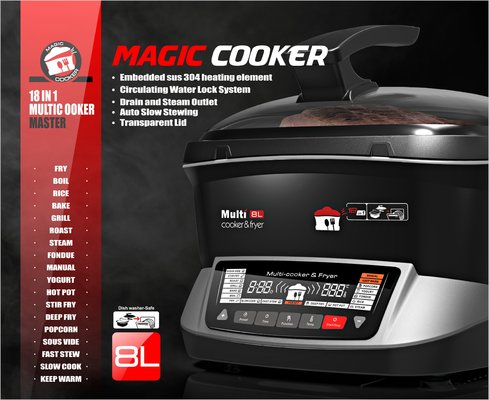 New design Digital Multicooker,8 in 1 cooking master, multifunction,wonder cooker ME-08A supplier