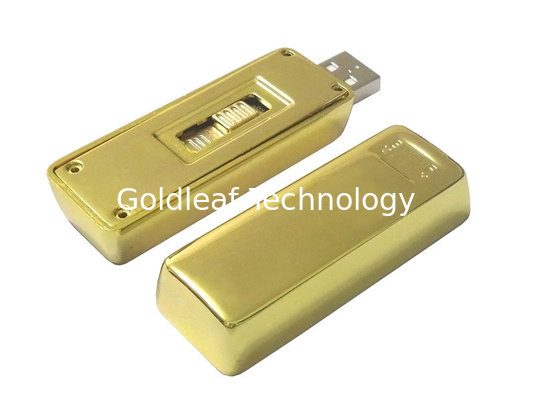 Best selling golden brick USB flash drive with push pull button 64Gb