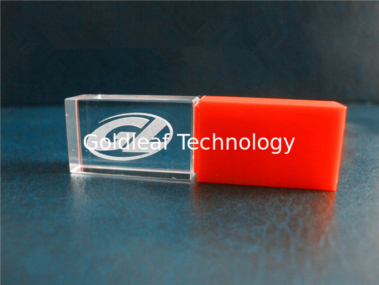 Transparent crystal USB flash drive flash disk with red white plastic