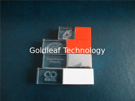 Crystal USB flash drive with engraved led light logo inside