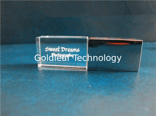 Free engraved logo LED light crytal usb disk