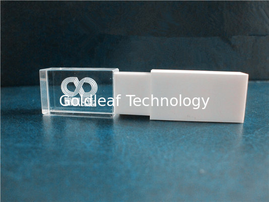 Crystal USB flash drive with engraved led light logo inside