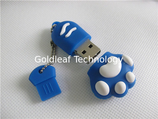 Customized PVC paw shape USB flash drive with the free accessory