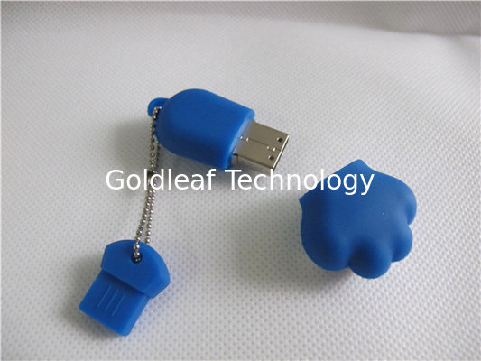 Customized PVC paw shape USB flash drive with the free accessory