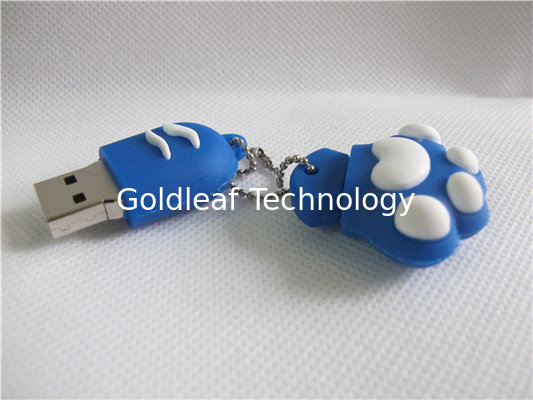 Customized PVC paw shape USB flash drive with the free accessory