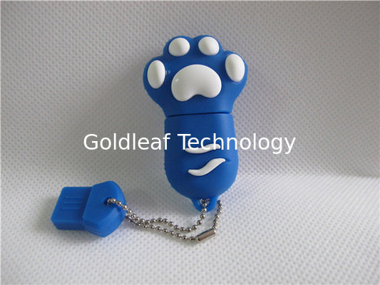 Customized PVC paw shape USB flash drive with the free accessory