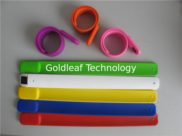 Slap usb flash drive silicon bracelet usb disk in multiple colors