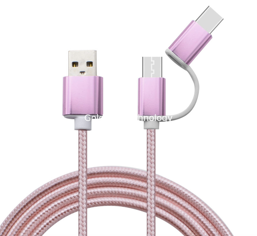 Factory price 2 in 1 usb cable type-c and micro usb cable for android