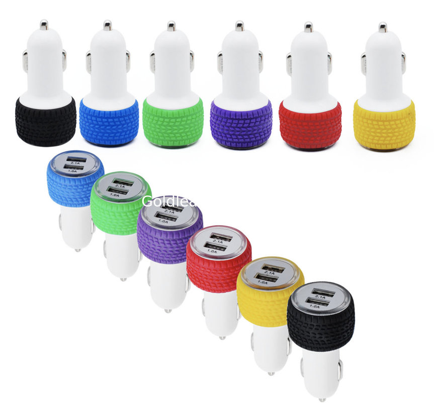 Top Sales Shenzhen Manufacturers Customized Mobile Phone Accessory 5V 2.1A Dual USB silicone Car Charger