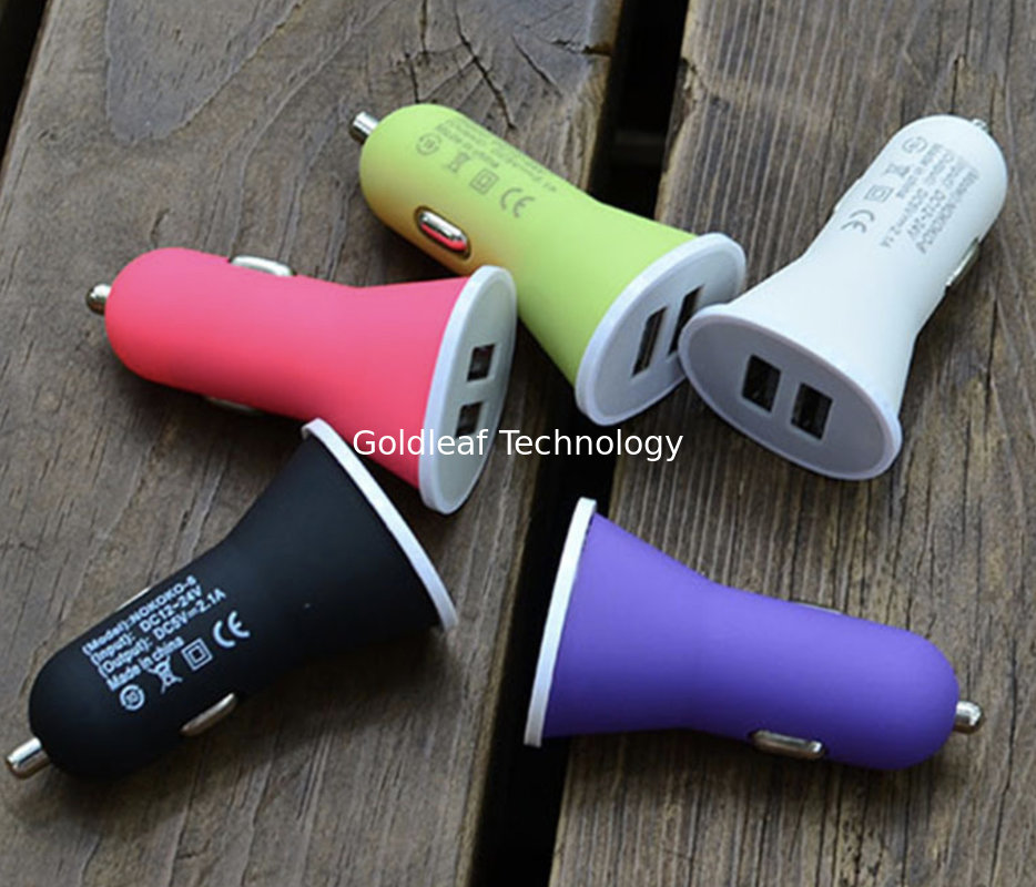 2018 hot selling trumpet matt car charger dual usb for iphone for samsung mobile phones