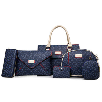 Women handbags set 6 pieces one set pu leather handbag snake skin pattern material