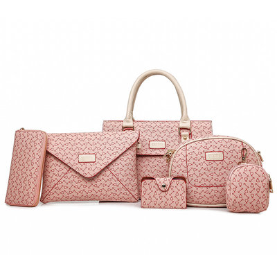 Women handbags set 6 pieces one set pu leather handbag snake skin pattern material