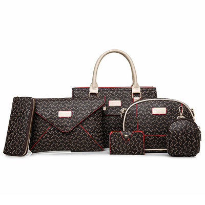 Women handbags set 6 pieces one set pu leather handbag snake skin pattern material