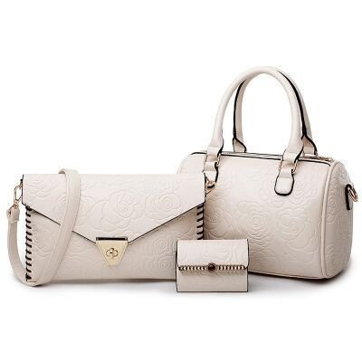 Pretty Girl Women Lady Leather handbag set emboss flower Clutch Wallet Long PU Card Holder Purse Handbag