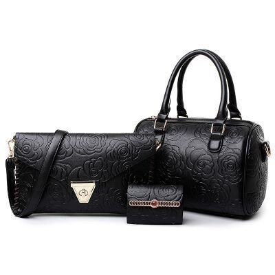 Pretty Girl Women Lady Leather handbag set emboss flower Clutch Wallet Long PU Card Holder Purse Handbag