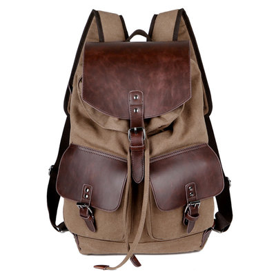 Men Women Vintage Army Canvas Backpack Rucksack School Satchel Travel Hiking Bag