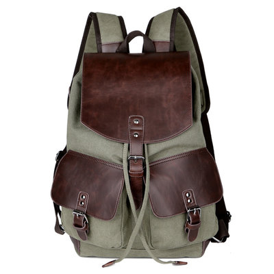Men Women Vintage Army Canvas Backpack Rucksack School Satchel Travel Hiking Bag