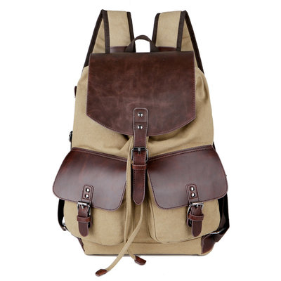 Men Women Vintage Army Canvas Backpack Rucksack School Satchel Travel Hiking Bag