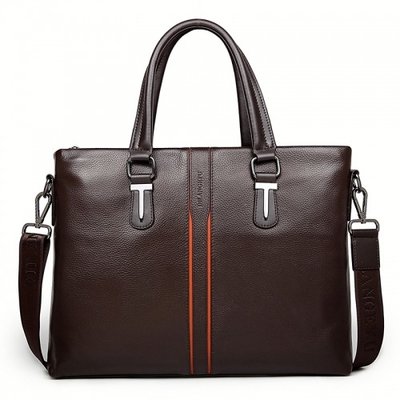 Horizontal genuine leather laptop bag